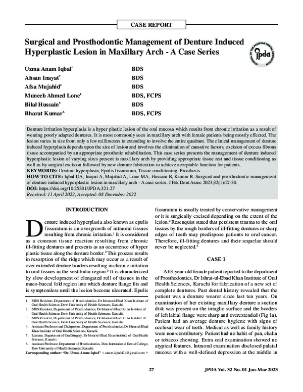 (PDF) Surgical and Prosthodontic Management of Denture Induced ...
