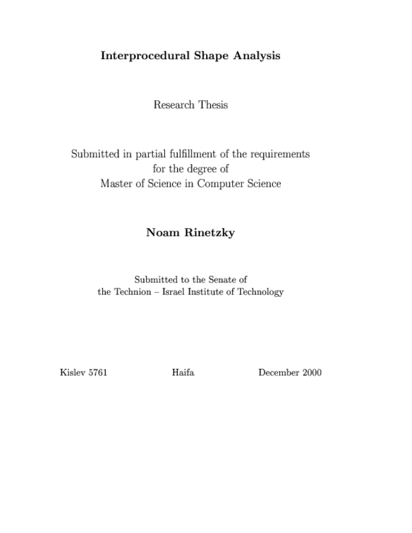 (PDF) Interprocedural shape analysis
