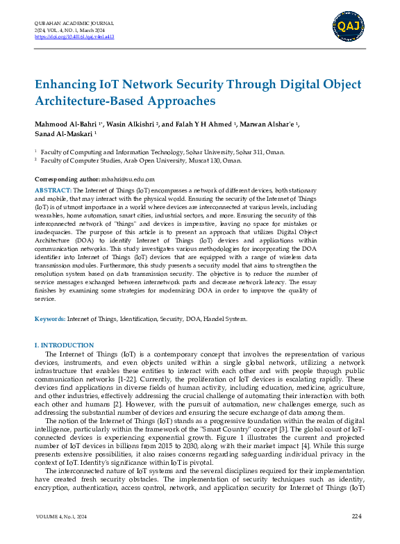 (PDF) Enhancing IoT Network Security Through Digital Object Architecture-Based Approaches