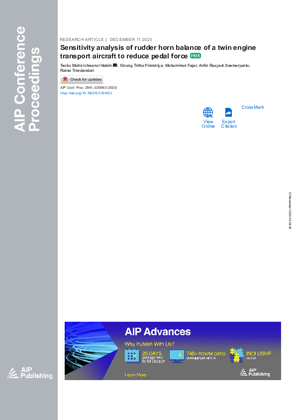 (PDF) Sensitivity analysis of rudder horn balance of a twin engine ...