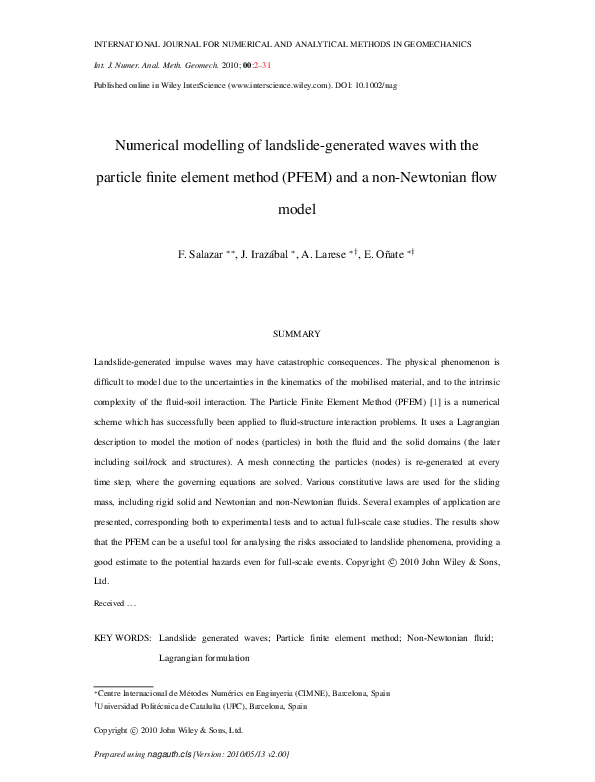 (PDF) Numerical modelling of landslide-generated waves with the ...