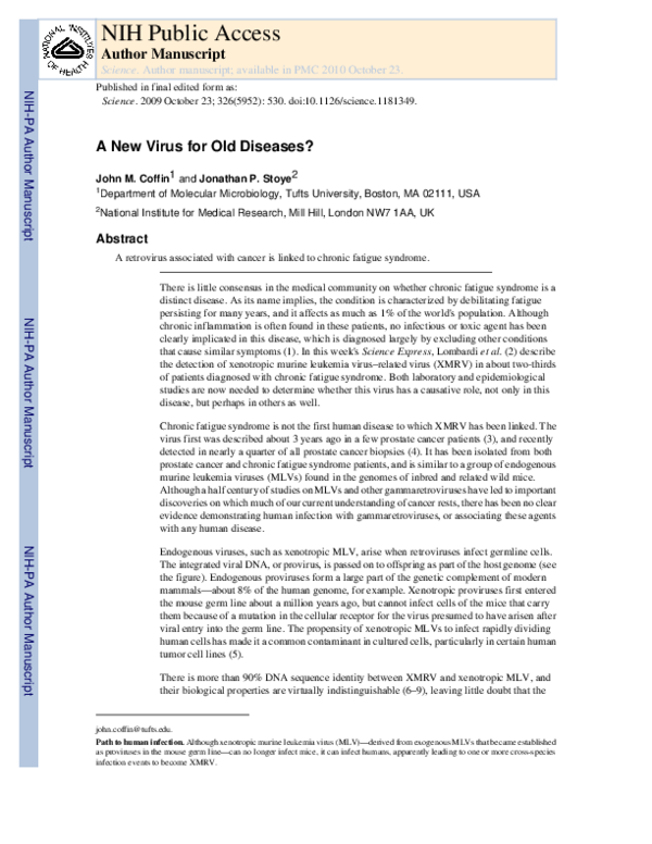 (PDF) A New Virus for Old Diseases? | Jonathan Stoye - Academia.edu
