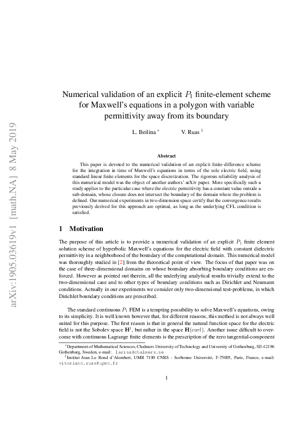 (PDF) Numerical validation of an explicit P1 finite-element scheme for ...