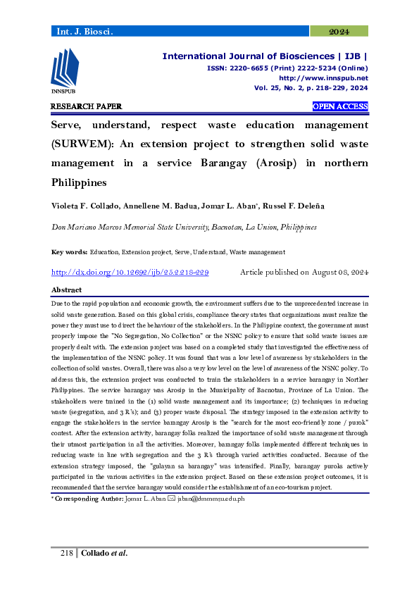 (PDF) Serve, understand, respect waste education management (SURWEM ...