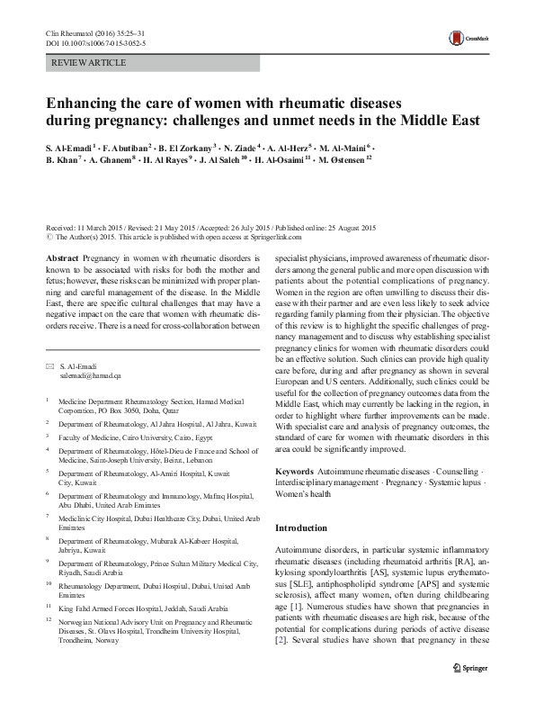 (PDF) Enhancing the care of women with rheumatic diseases during ...