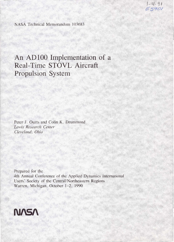 (PDF) An AD100 implementation of a real-time STOVL aircraft propulsion ...