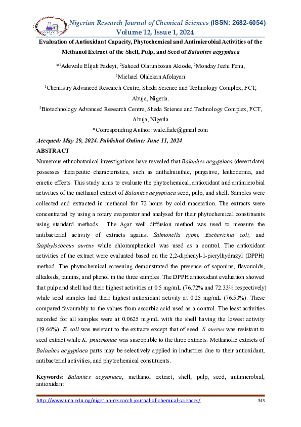 (PDF) Evaluation of Antioxidant Capacity, Phytochemical and ...