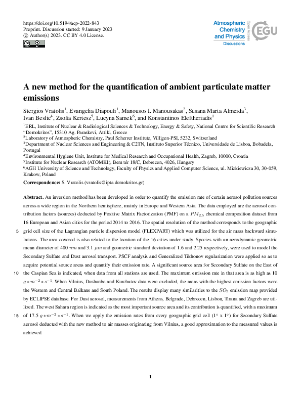 (PDF) A new method for the quantification of ambient particulate matter ...
