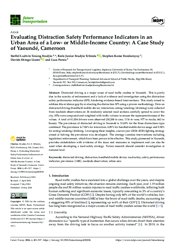(PDF) Evaluating Distraction Safety Performance Indicators in an Urban ...