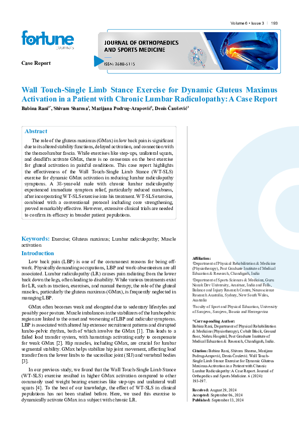 (PDF) Wall Touch-Single Limb Stance Exercise for Dynamic Gluteus ...
