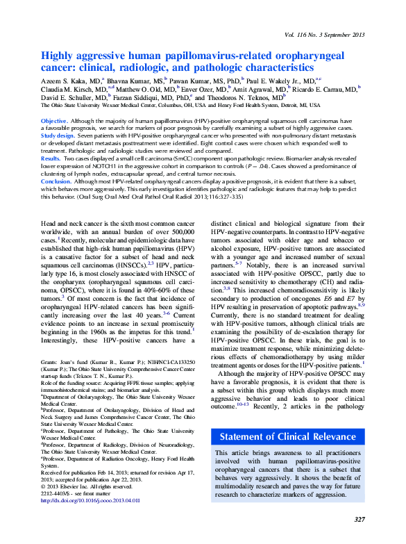 (PDF) Highly aggressive human papillomavirus-related oropharyngeal ...