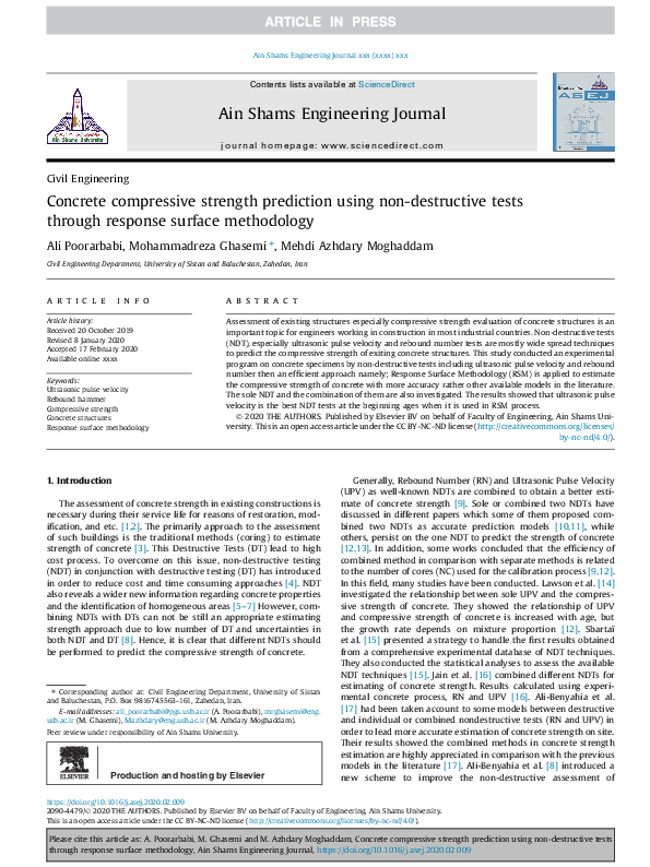 (PDF) Concrete compressive strength prediction using ultrasonic pulse velocity through ...