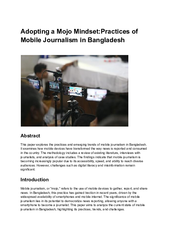 (PDF) Adopting a Mojo Mindset:Practices of Mobile Journalism in Bangladesh