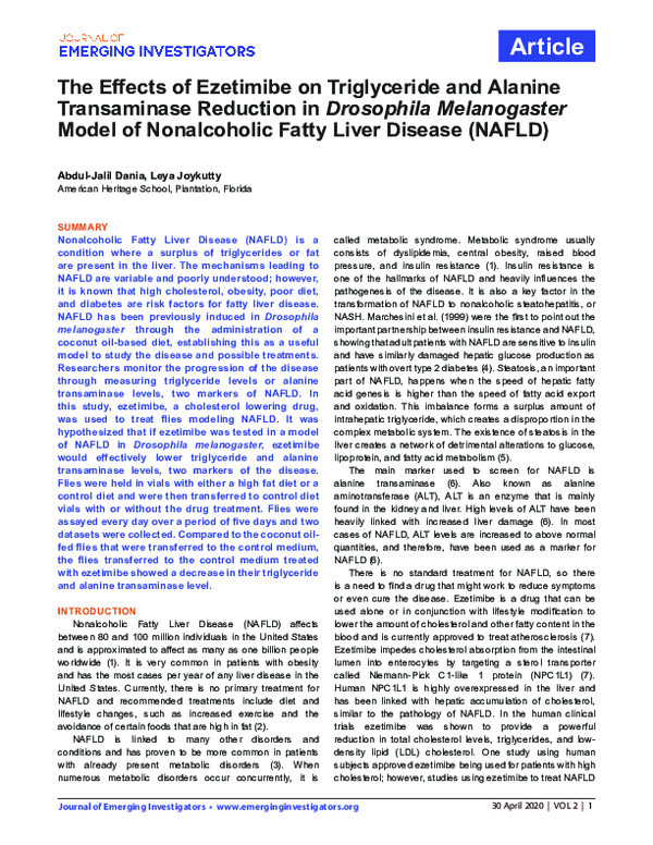 (PDF) The Effects of Ezetimibe on Triglyceride and Alanine Transaminase ...