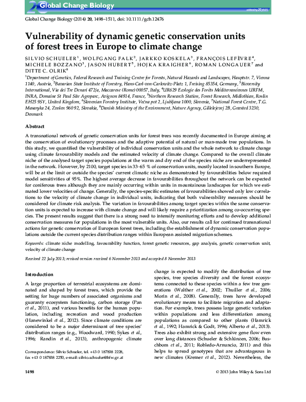(PDF) Vulnerability of dynamic genetic conservation units of forest ...