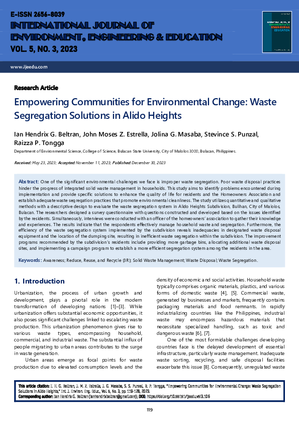 (PDF) Empowering Communities for Environmental Change: Waste ...