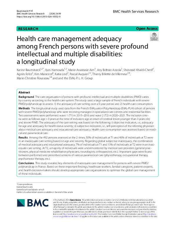 (PDF) Health care management adequacy among French persons with severe ...