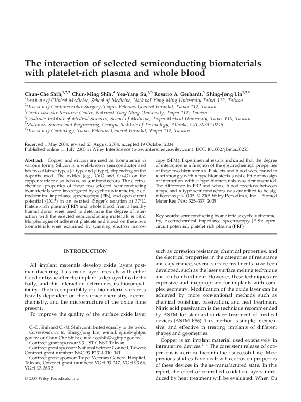 (PDF) The interaction of selected semiconducting biomaterials with ...