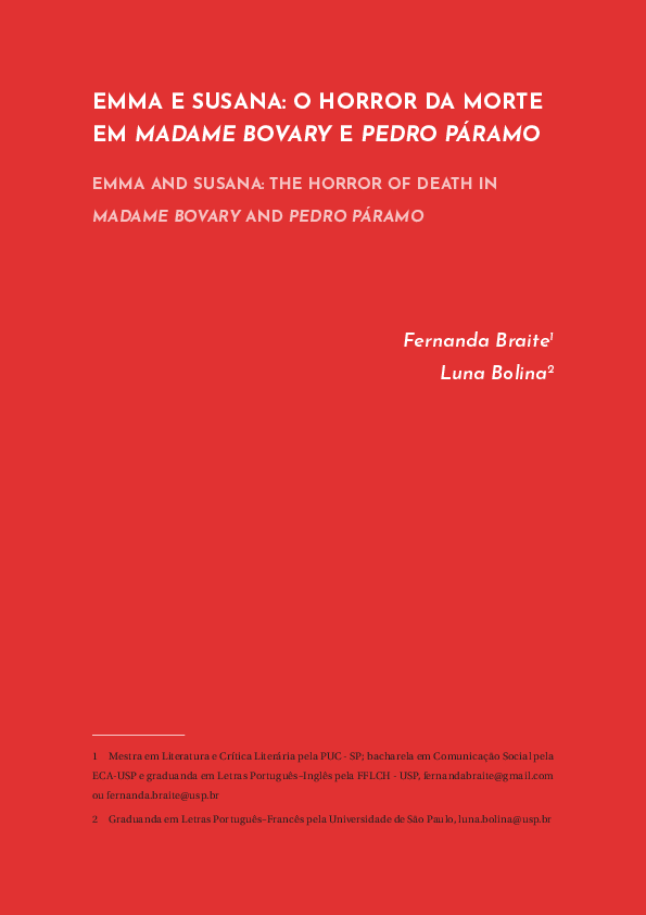 (PDF) Emma e Susana: o horror da morte em Madame Bovary e Pedro Páramo