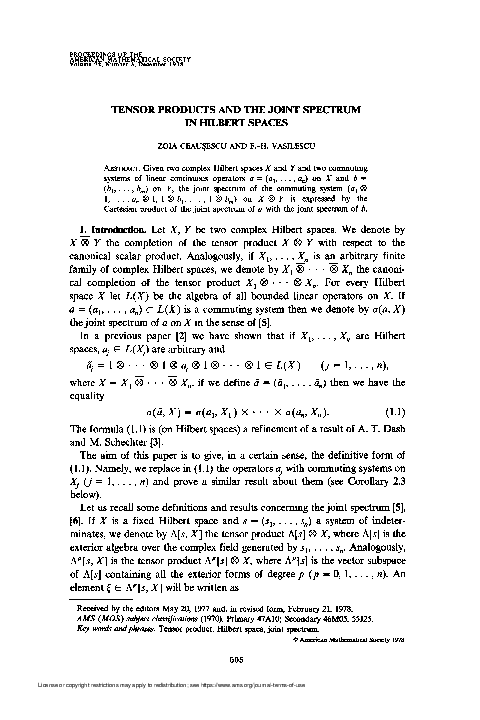 (PDF) Tensor products and the joint spectrum in Hilbert spaces | Florian Vasilescu - Academia.edu