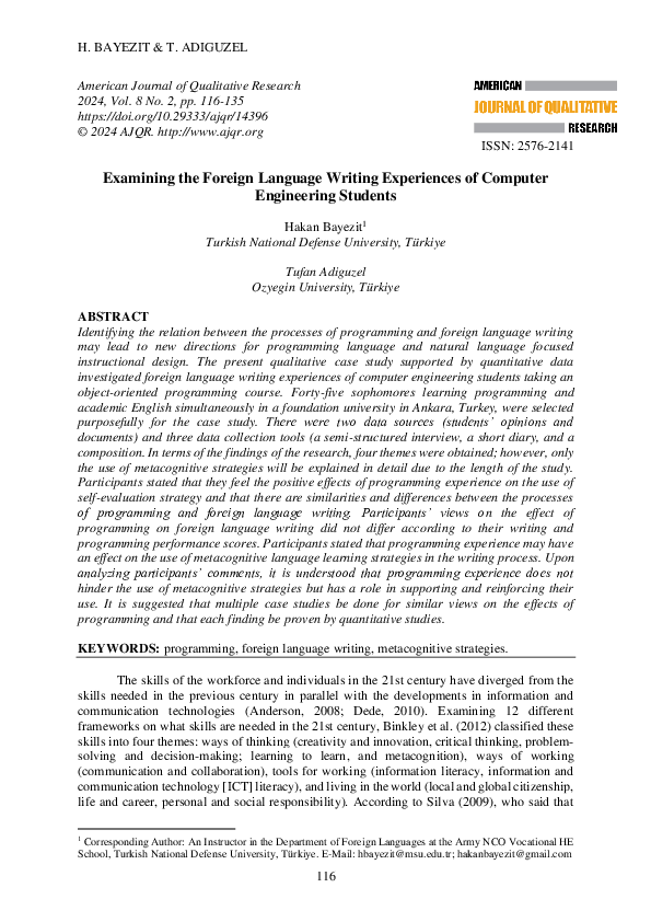 (PDF) Examining the Foreign Language Writing Experiences of Computer ...