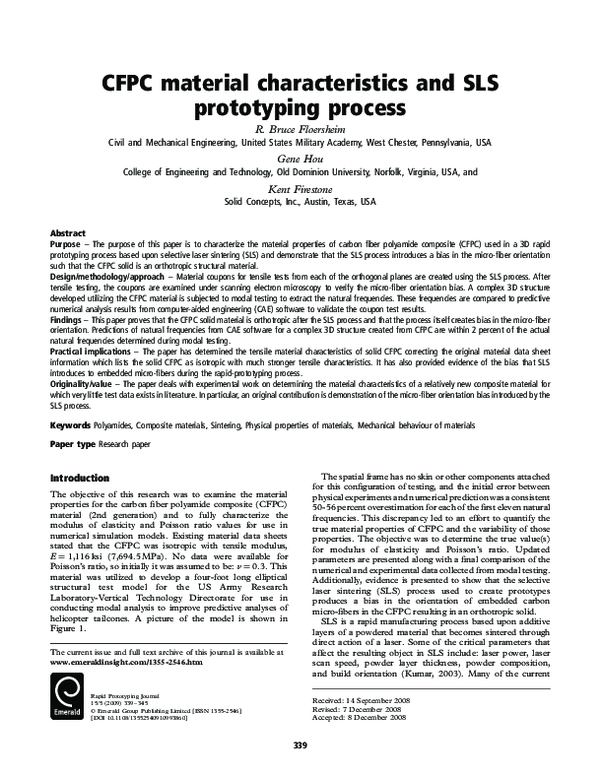 (PDF) CFPC material characteristics and SLS prototyping process