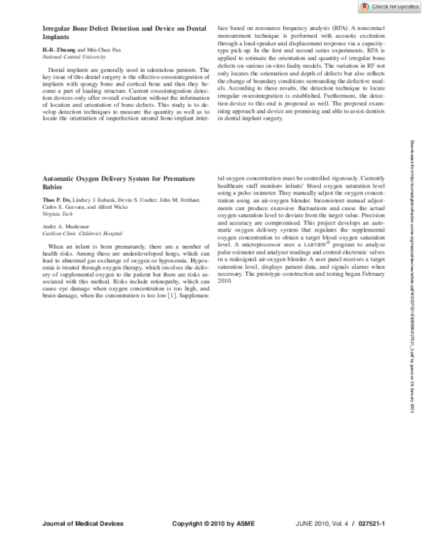 (PDF) Automated Oxygen Delivery for Premature Infants