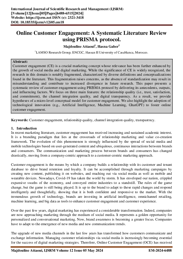 (PDF) Online Customer Engagement: A Systematic Literature Review using ...