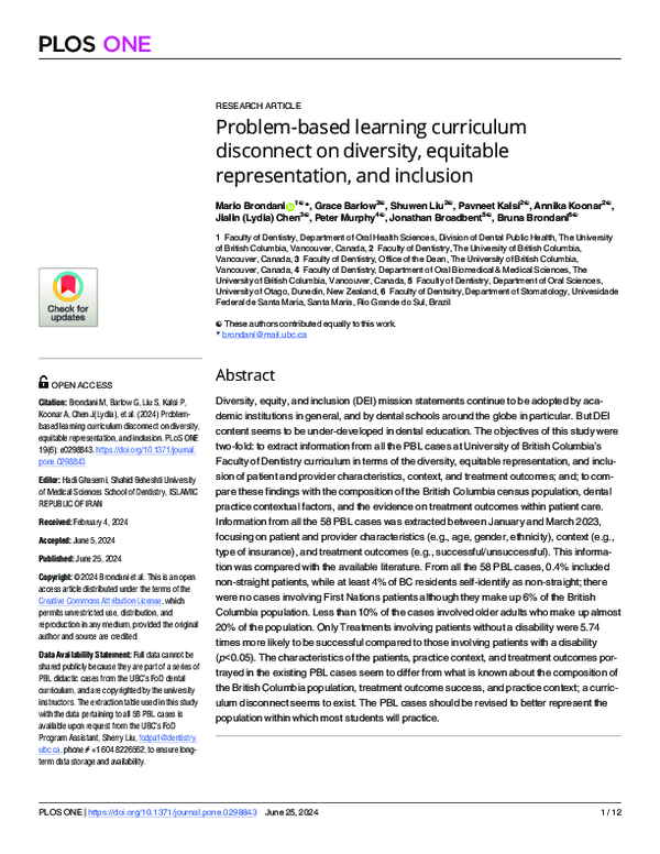 (PDF) Problem-based learning curriculum disconnect on diversity, equitable representation, and ...