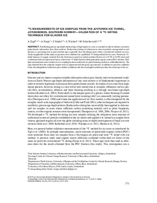 (PDF) 14C Measurements of Ice Samples from the Juvfonne Ice Tunnel ...