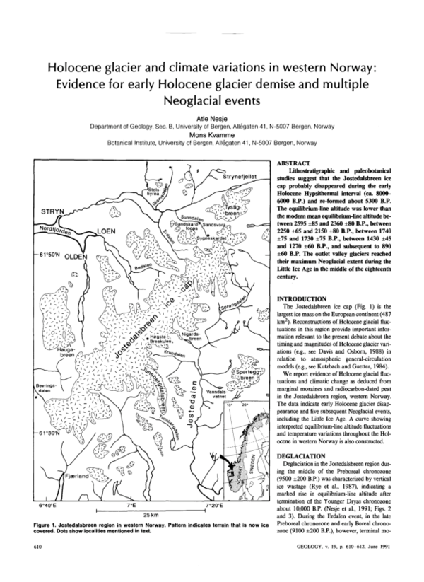 (PDF) Holocene glacier and climate variations in western Norway ...