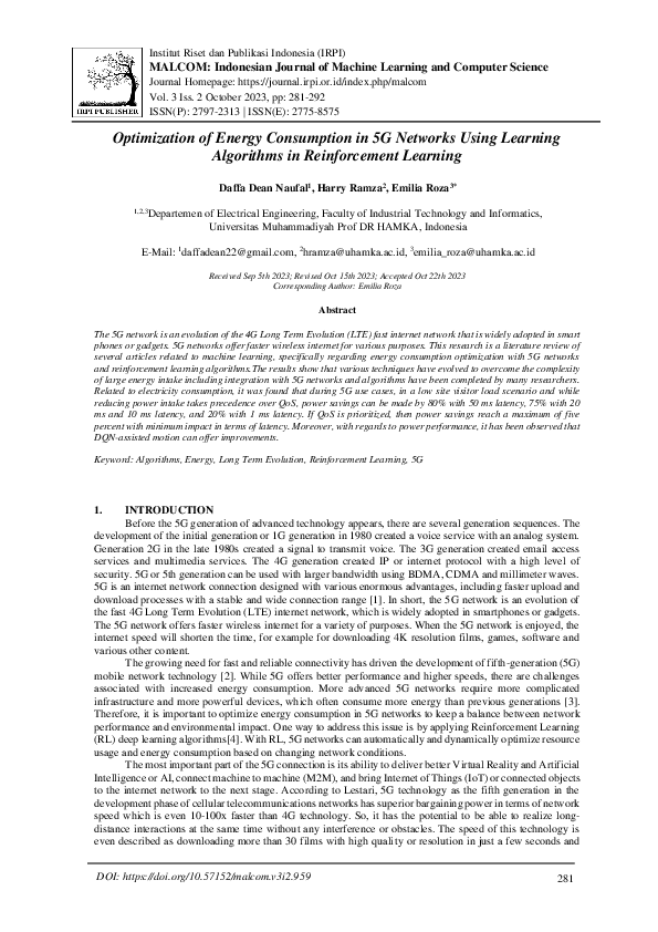 (PDF) Optimization of Energy Consumption in 5G Networks Using Learning Algorithms in ...