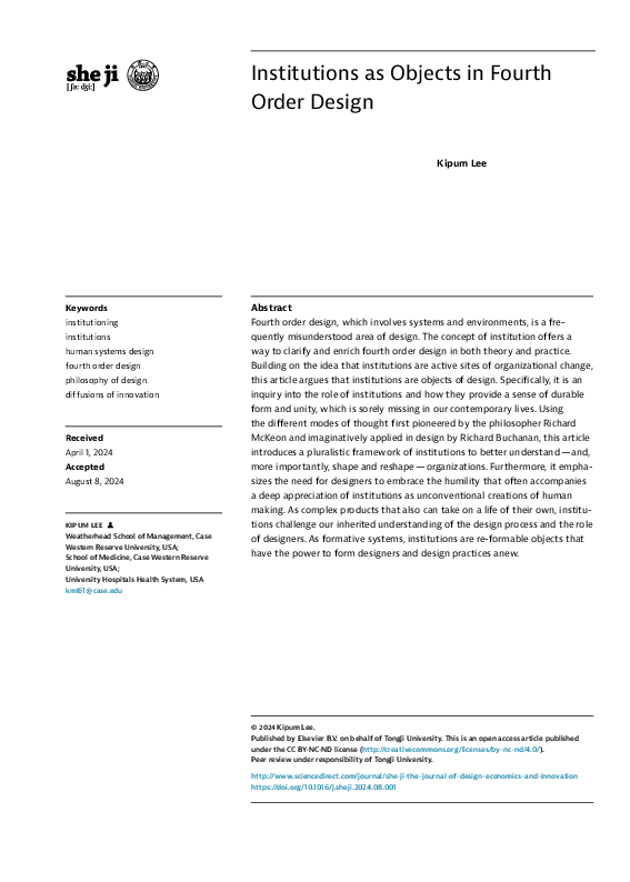 (PDF) Institutions as Objects in Fourth Order Design