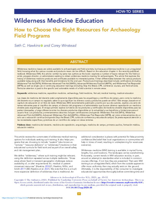 (PDF) Wilderness Medicine Education