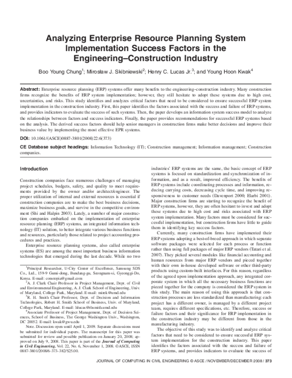 (PDF) Analyzing Enterprise Resource Planning System Implementation Success Factors in the ...
