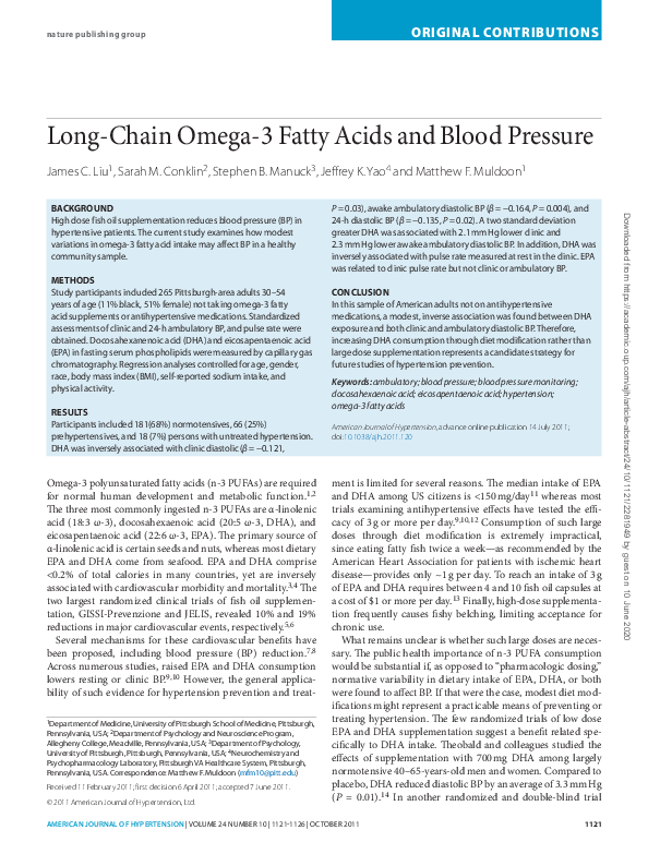 (PDF) Long-chain omega-3 fatty acids and blood pressure