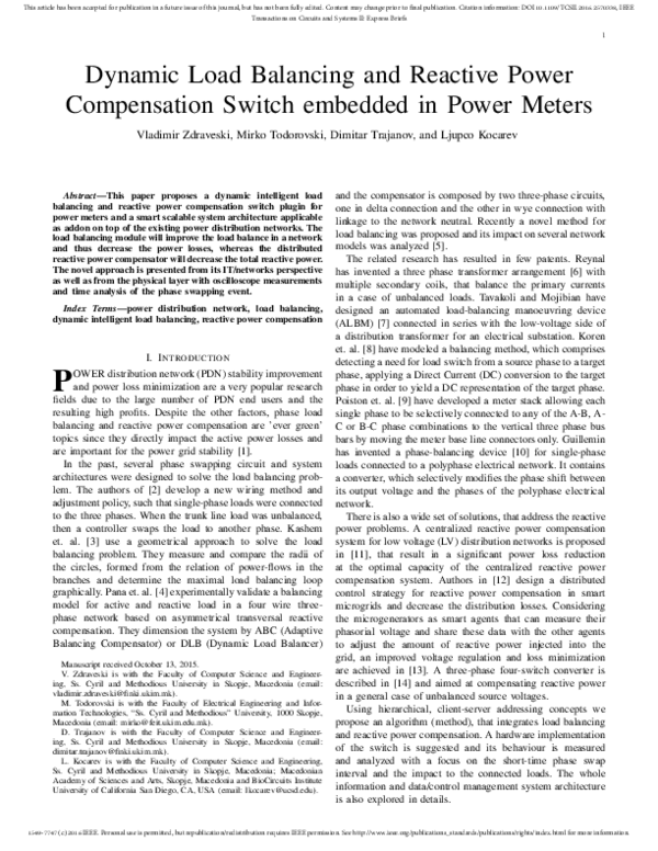 (PDF) Dynamic Load Balancing and Reactive Power Compensation Switch ...