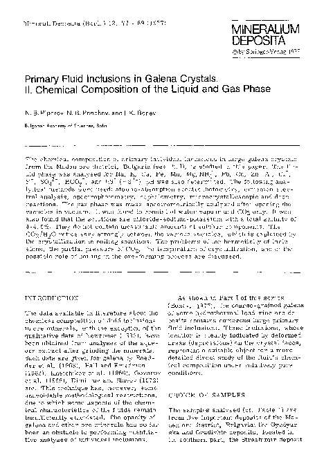 (PDF) Primary fluid inclusions in galena crystals. II. Chemical ...