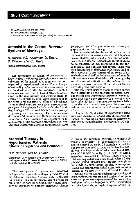 (PDF) Atenolol in the Central Nervous System of Monkeys | philippe ...
