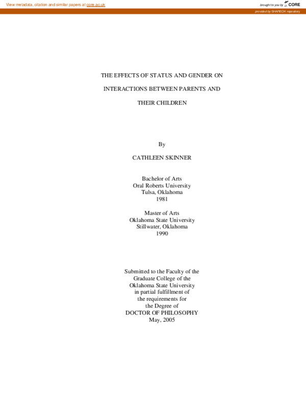 (PDF) Effects of status and gender on interactions between parents and ...
