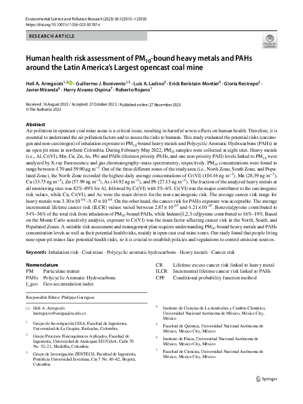 (PDF) Human health risk assessment of PM10-bound heavy metals and PAHs ...