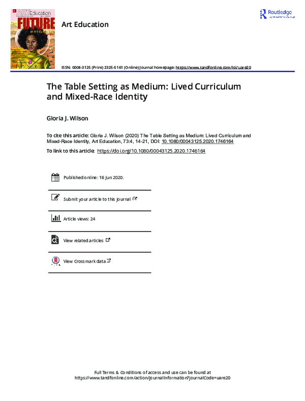(PDF) The Table Setting as Medium: Lived Curriculum and Mixed-Race Identity