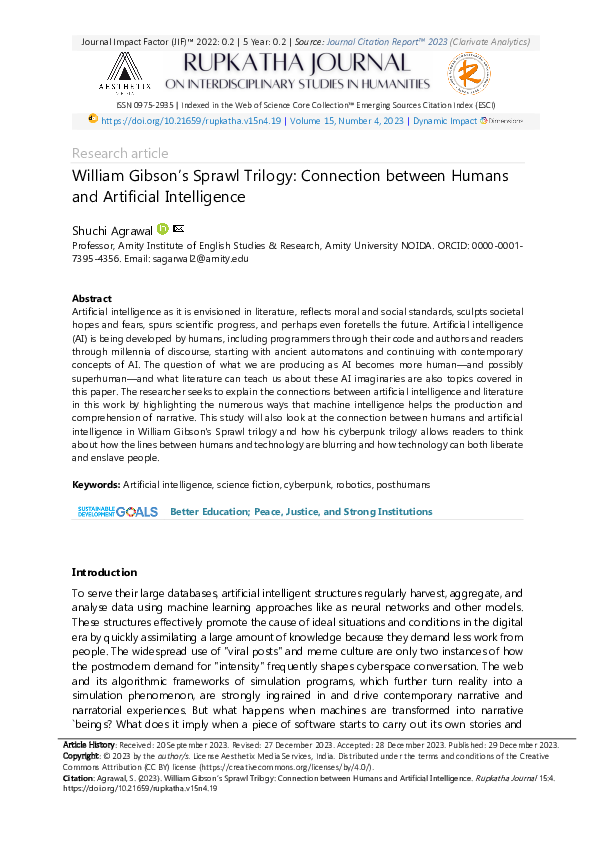 (PDF) William Gibson’s Sprawl Trilogy: Connection between Humans and ...