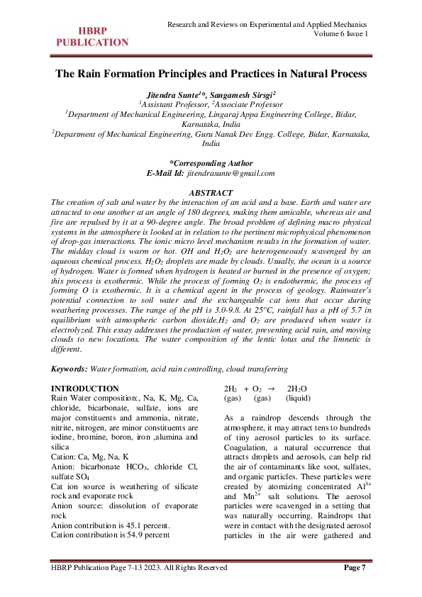 (PDF) The Rain Formation Principles and Practices in Natural Process