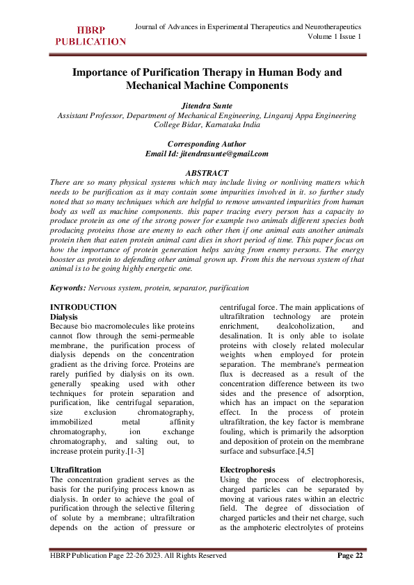 (PDF) Importance of Purification Therapy in Human Body and Mechanical ...