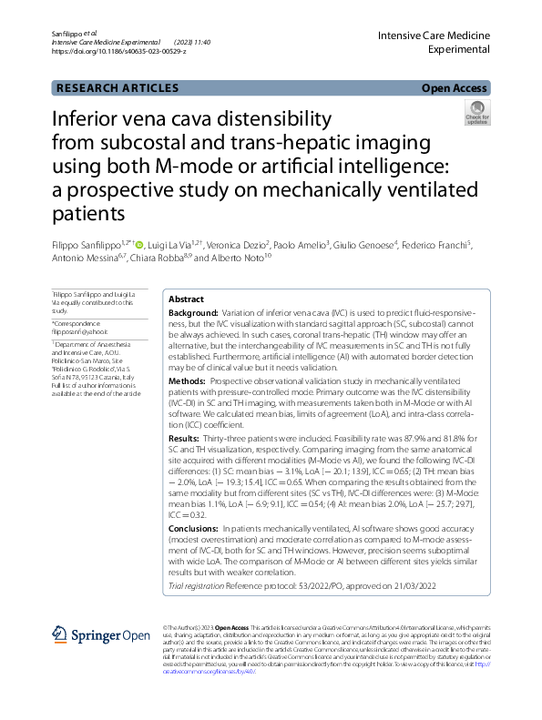 (PDF) Inferior vena cava distensibility from subcostal and trans ...