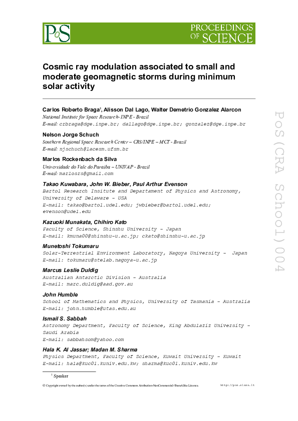 (PDF) Cosmic ray modulation associated to small and moderate ...