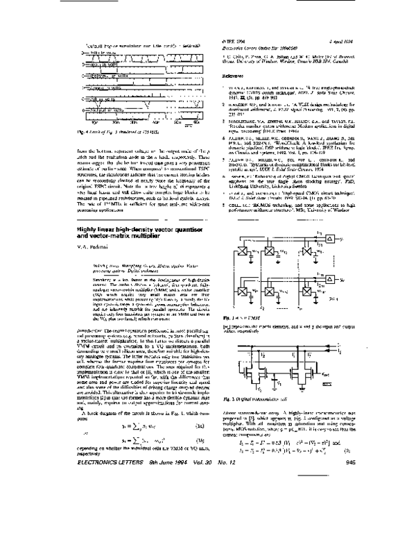 (PDF) Highly linear high-density vector quantiser and vector-matrix multiplier