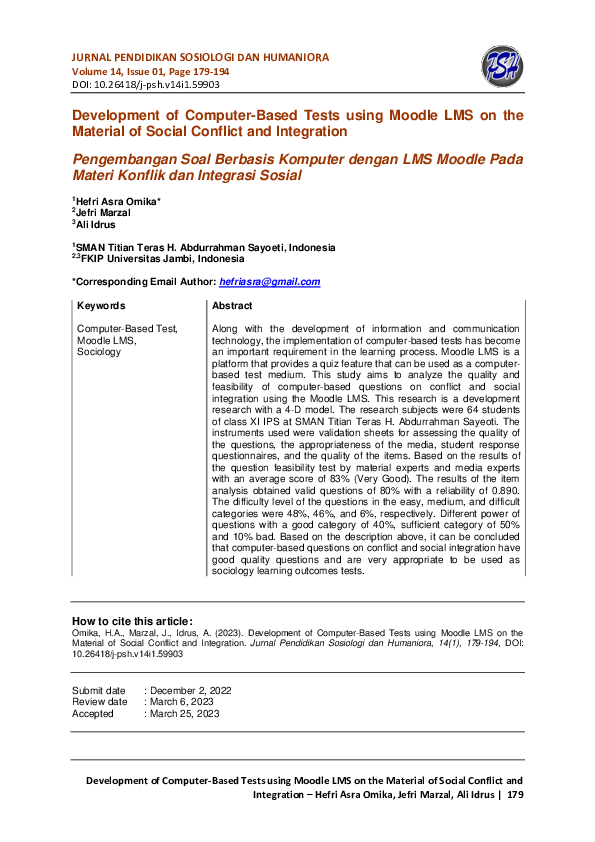 (PDF) Development of Computer-Based Tests Using Moodle LMS on the ...