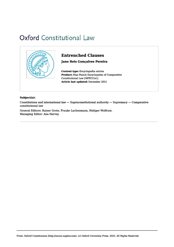 (PDF) Entrenched Clauses